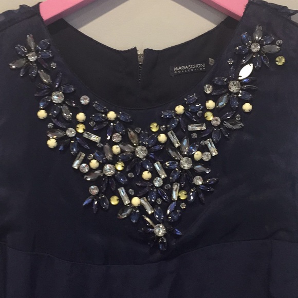 Magaschoni | Dresses | Navy Magaschoni Collection Dress | Poshmark